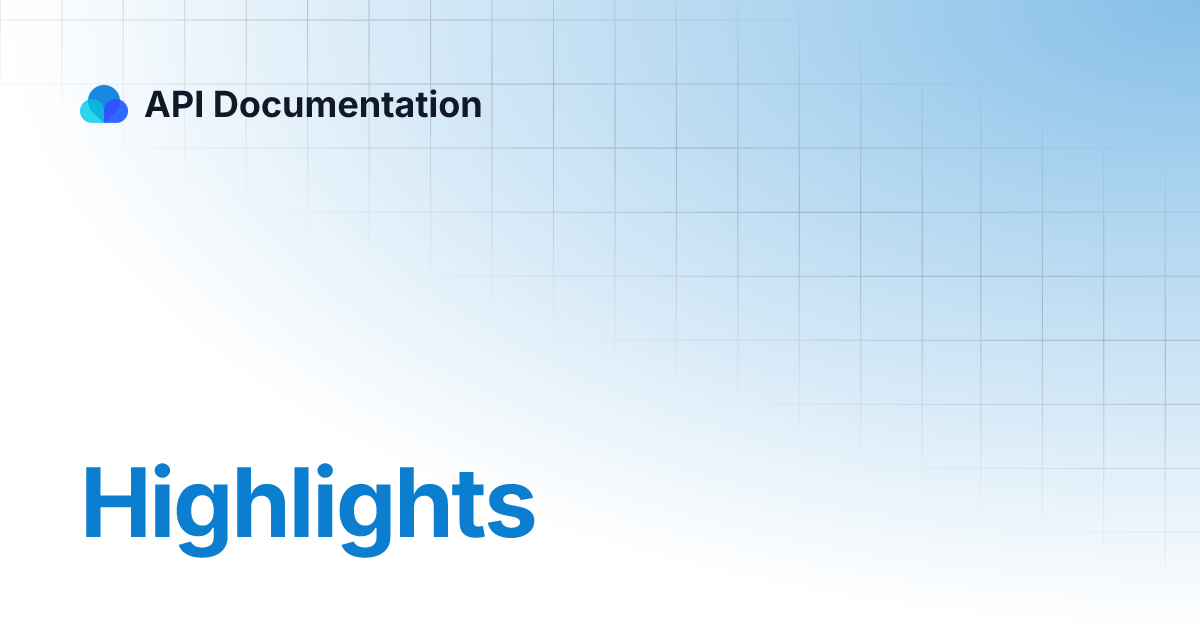 Highlights | API Documentation
